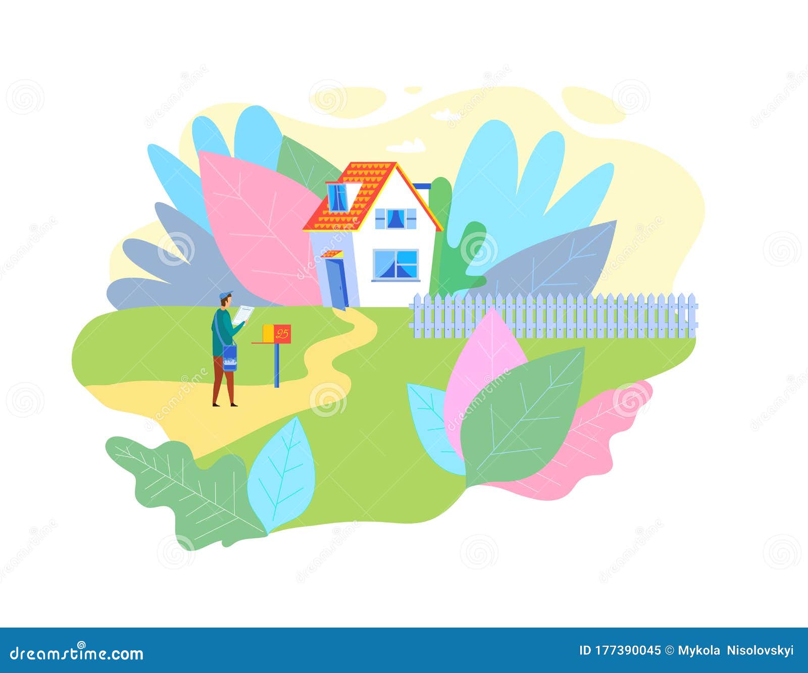Postman Send Letter Mailbox Flat Service Cartoon Stock Vector ... Postman Send Letter Mailbox Flat Service Cartoon Stock Vector ...