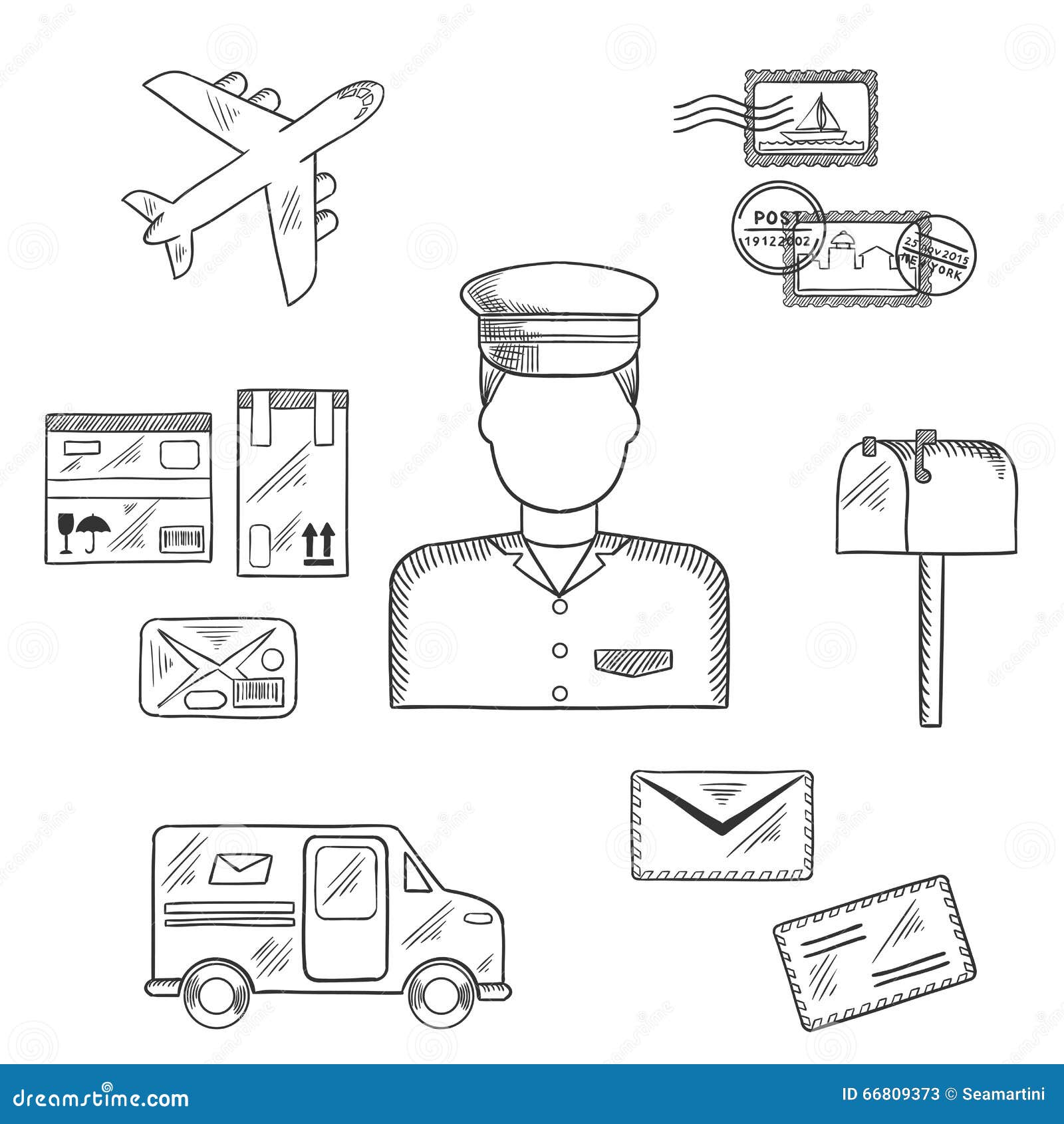 Postal Sketch Stock Illustrations – 3,313 Postal Sketch Stock ...