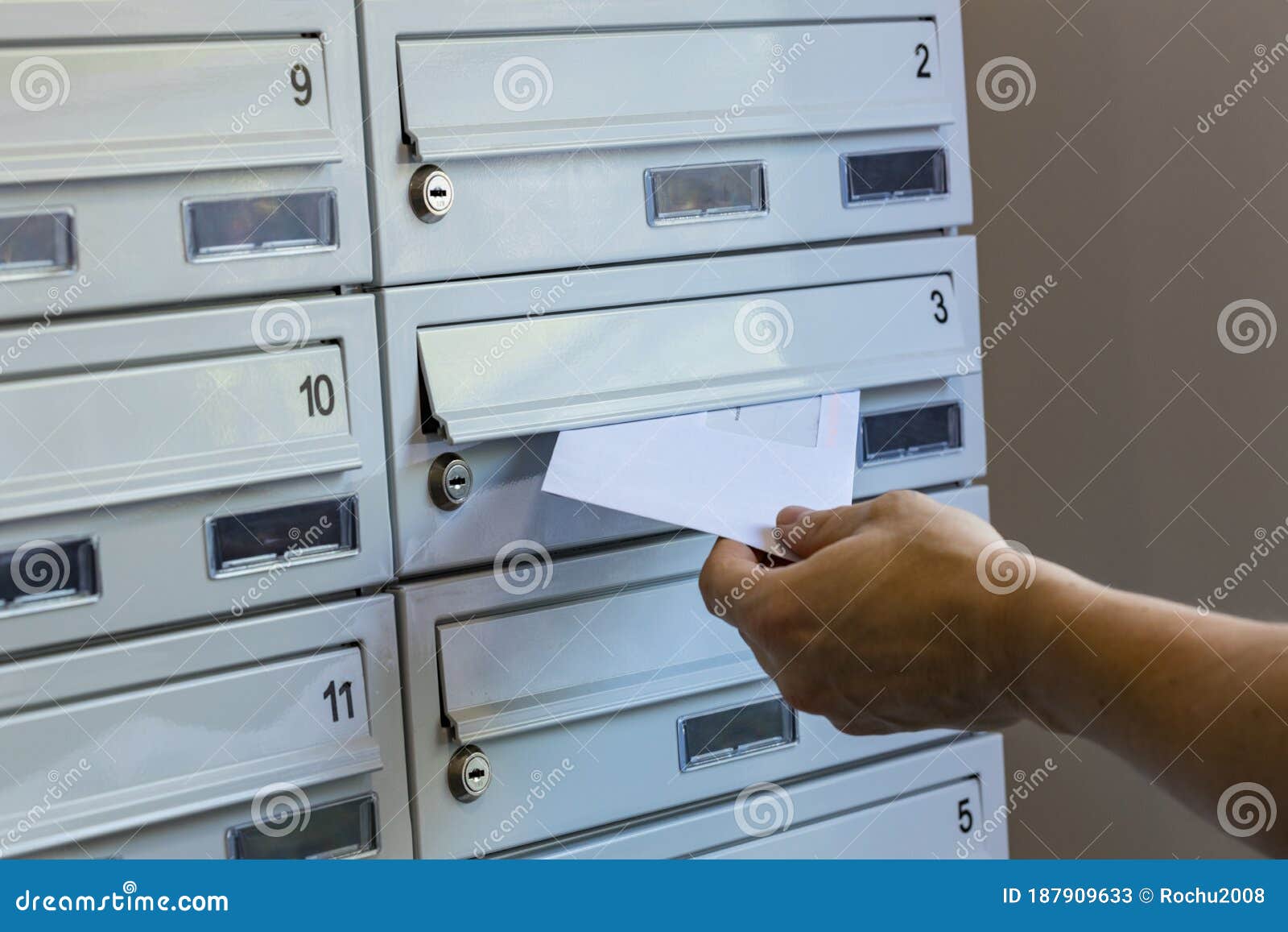 A Postman Throwing Packages into Mailboxes Stock Image - Image of ...
