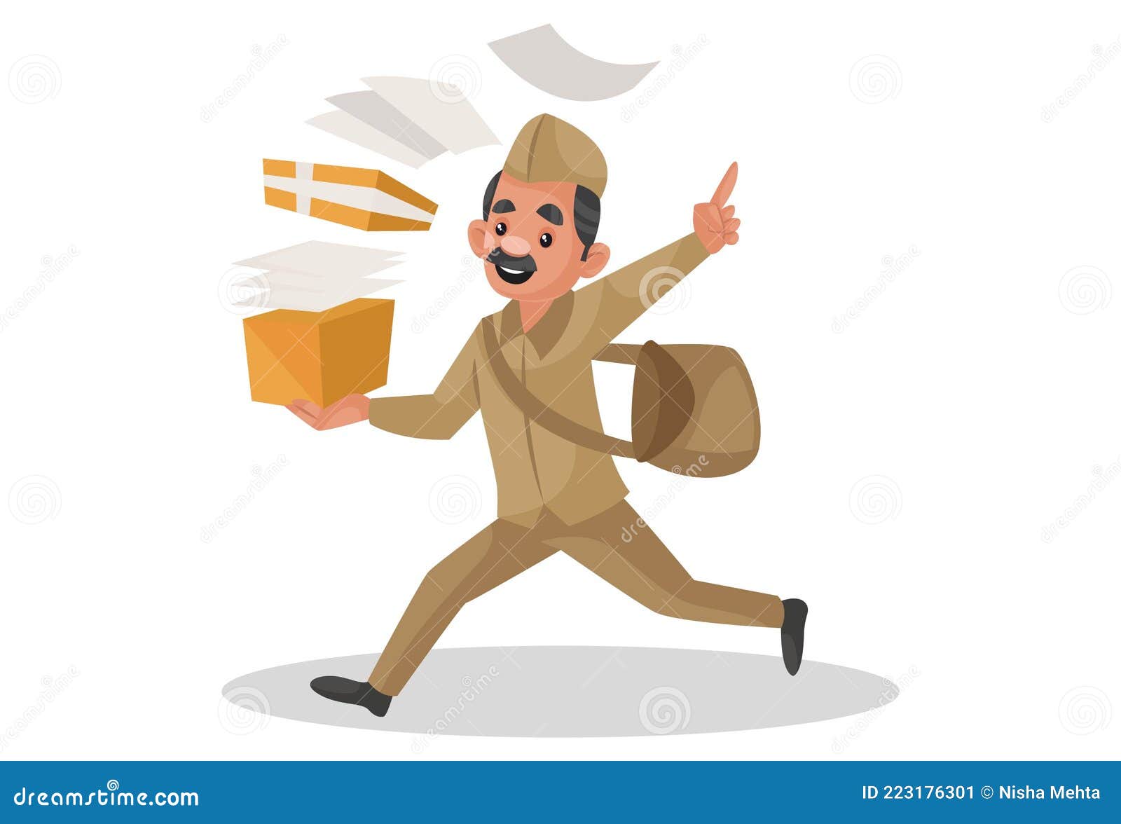Postman Wearing Uniform Engaged In Daily Routine Vector Illustration ... Postman Wearing Uniform Engaged In Daily Routine Vector Illustration ...