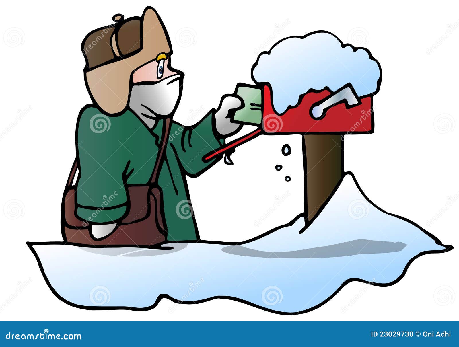 Postman in winter stock illustration. Illustration of drawn - 23029730