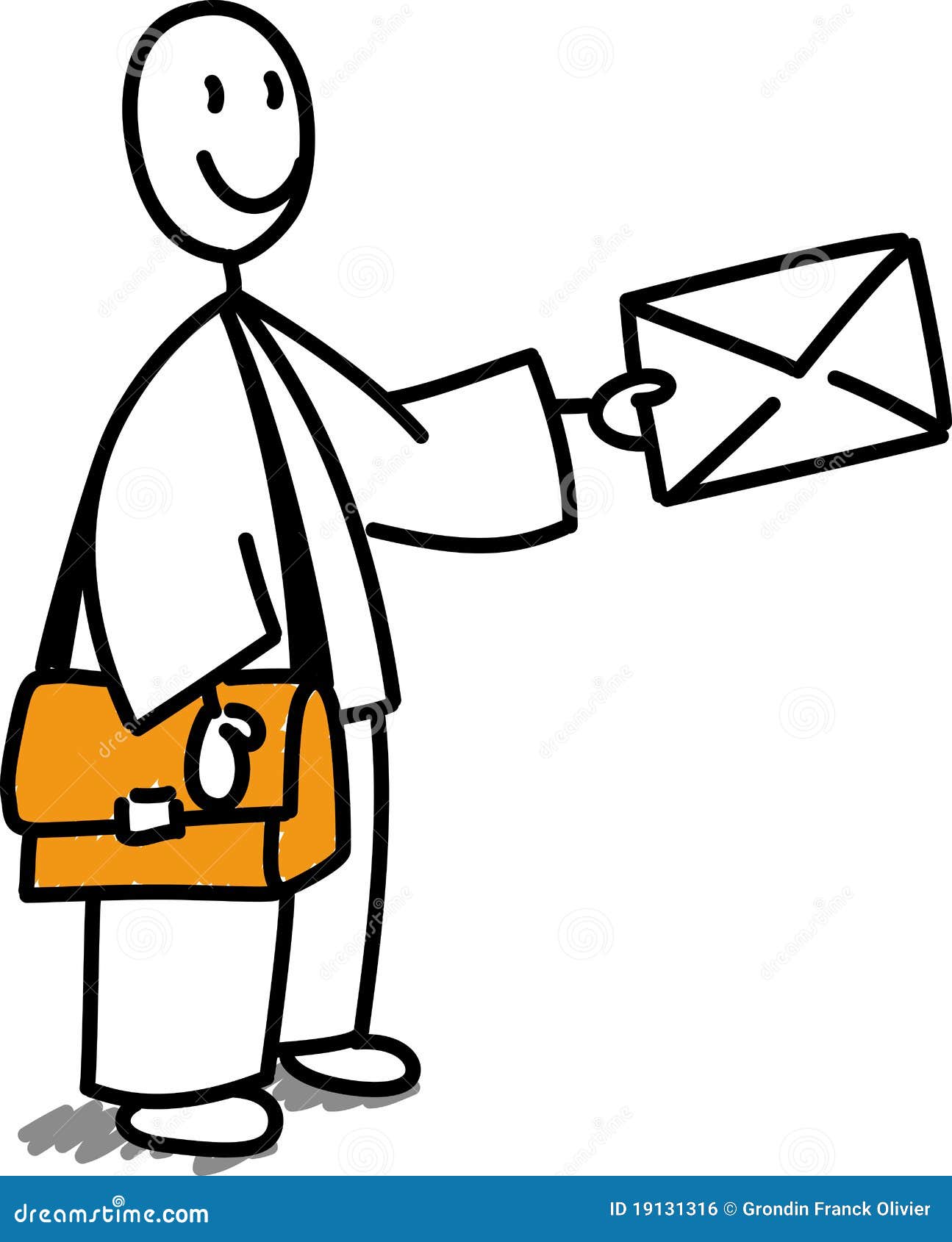 Postmann mit Zeichen vektor abbildung. Illustration von person - 19131316