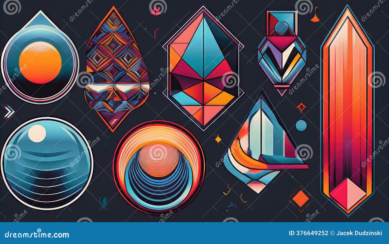 Postmodern Abstract Geometric Shape Graphic Elements, Boho Vector ...