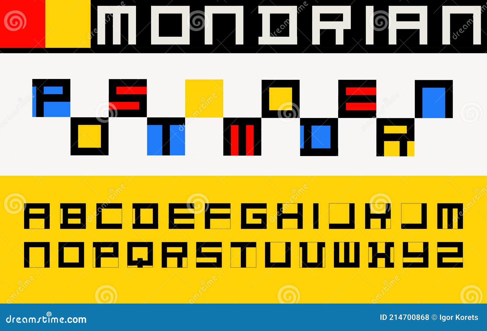 Postmodern Decorative Alphabet, Mondrian Style Font. Vector ...