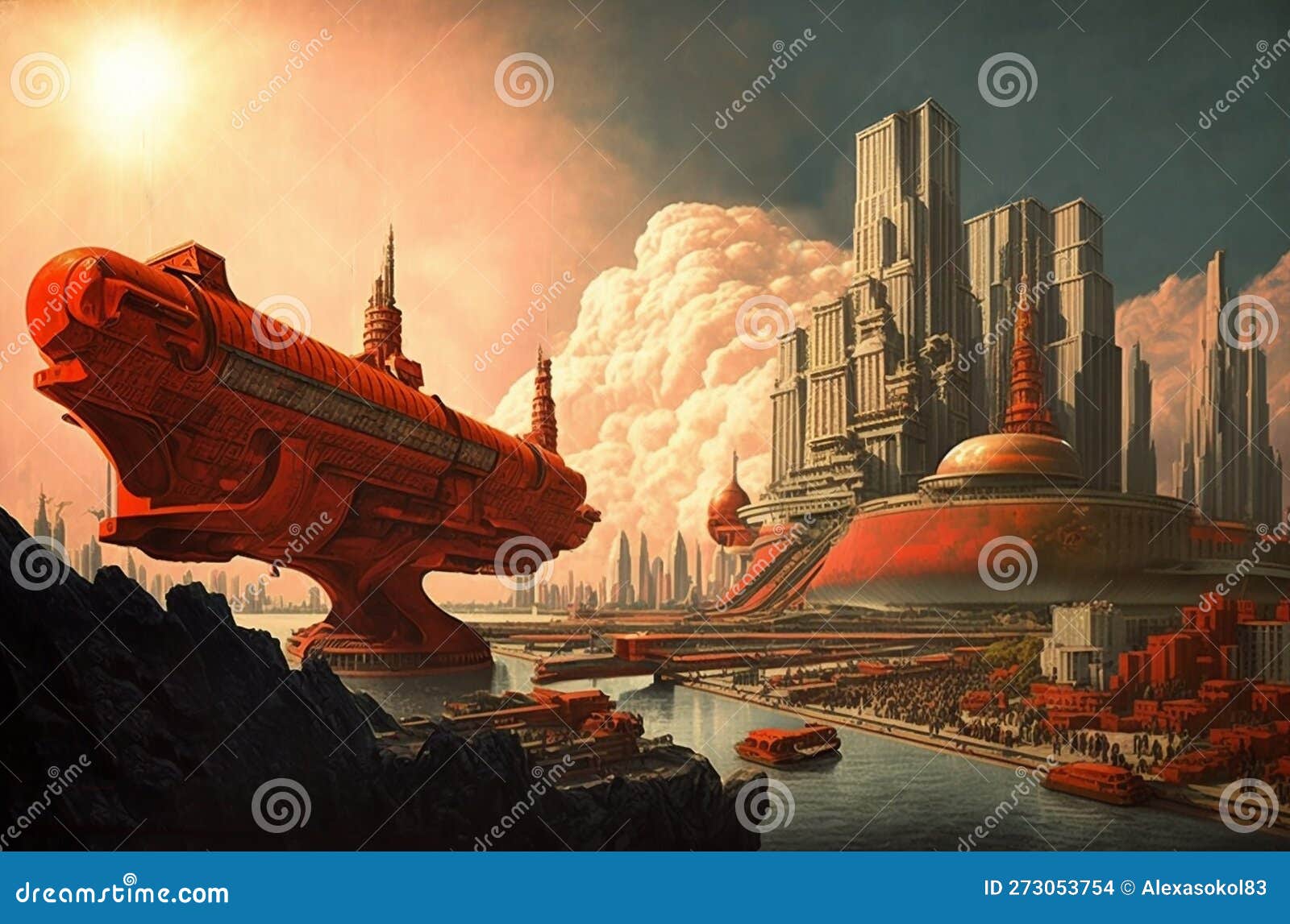 Postmodernism Poster In 2035. Transport Of Future Stock Photo ...