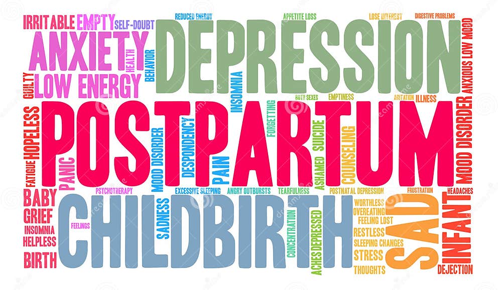 Postpartum Word Cloud stock vector. Illustration of childbirth - 141300139