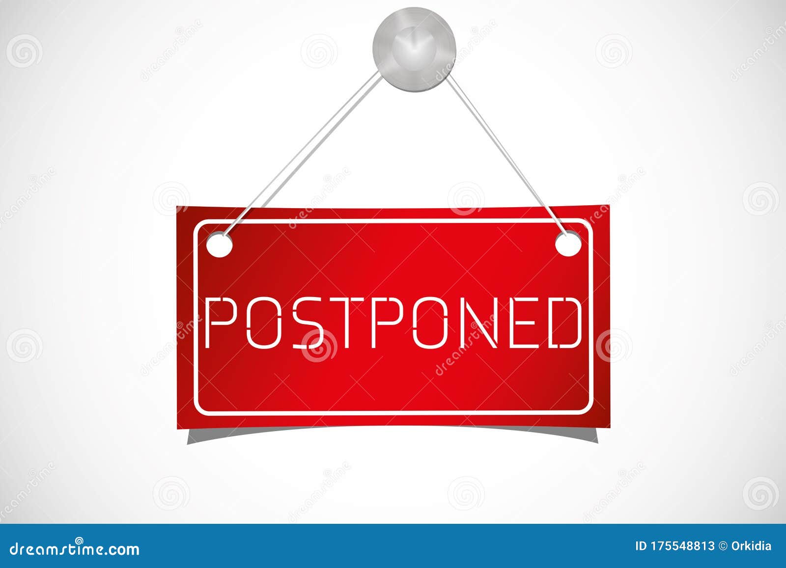 Postponed red label stock vector. Illustration of cancelled - 175548813