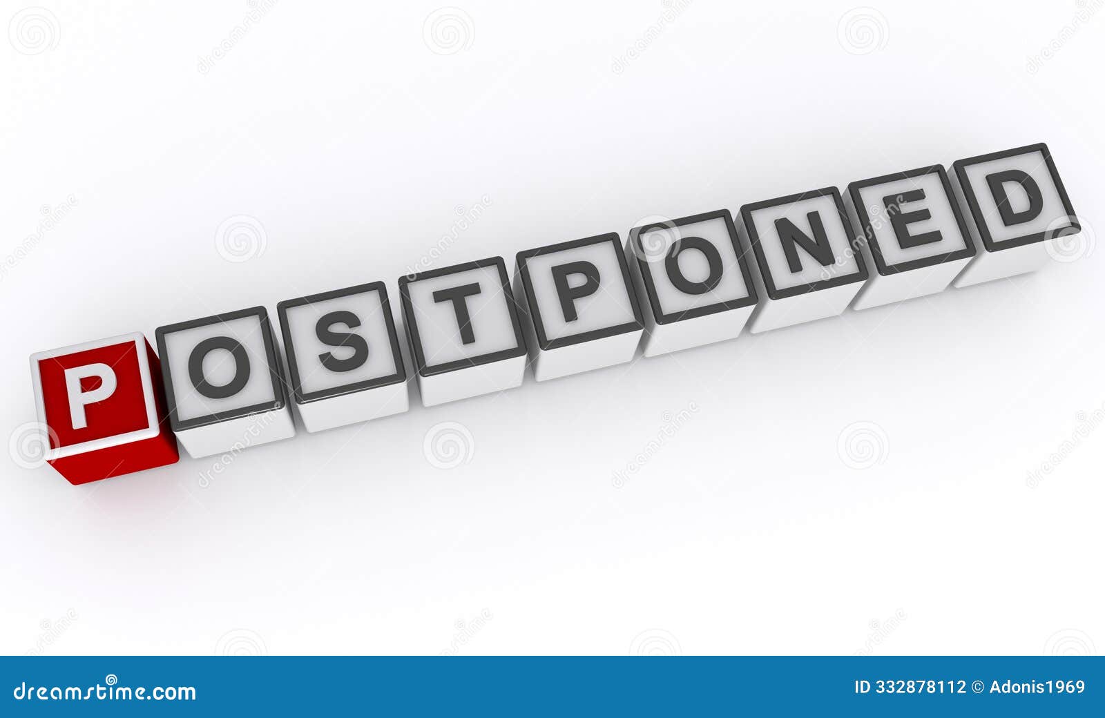 Postponed Word Block on White Stock Illustration - Illustration of ...