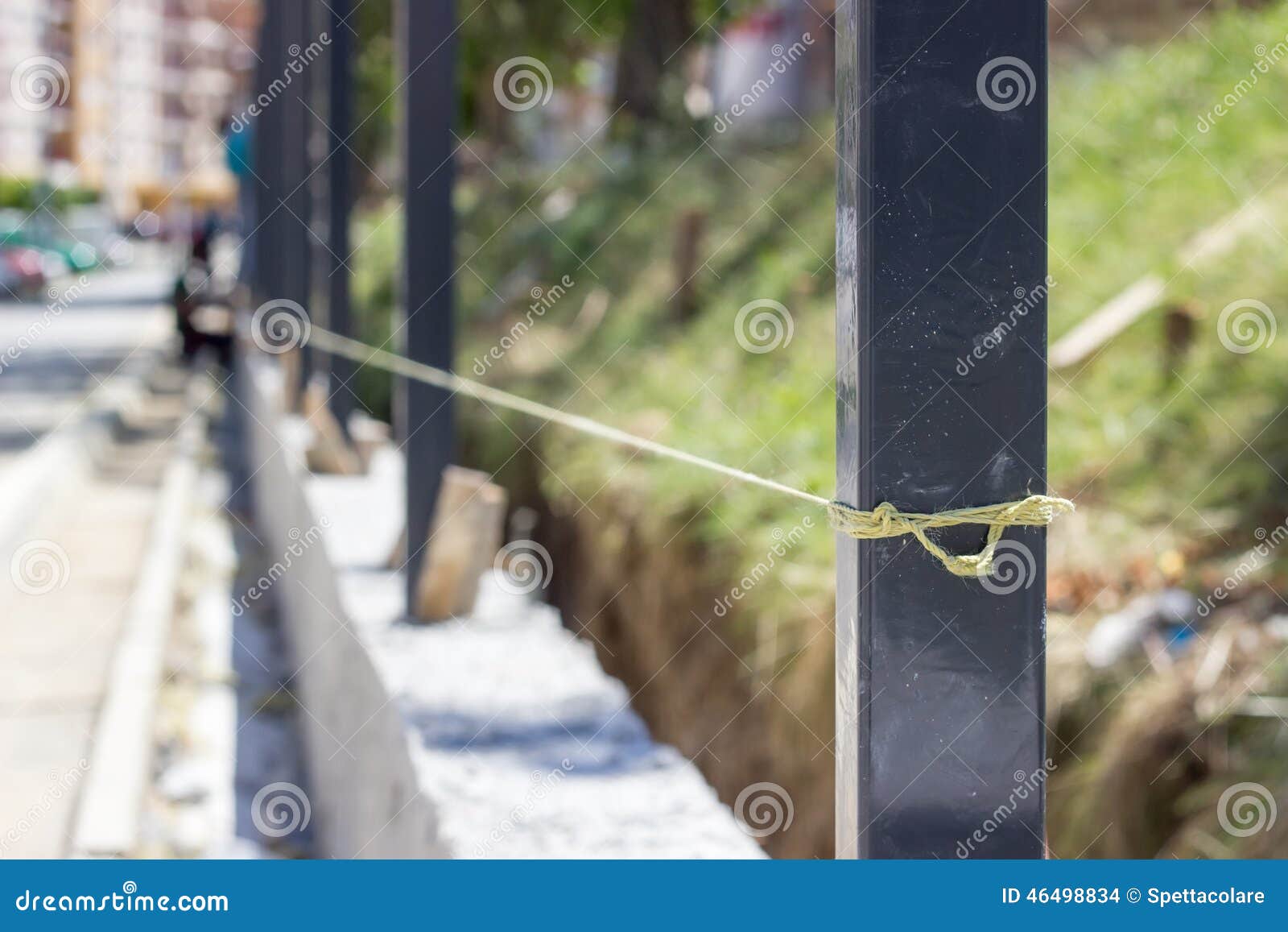 Posts into Holes with a String Line Stock Photo - Image of private ...
