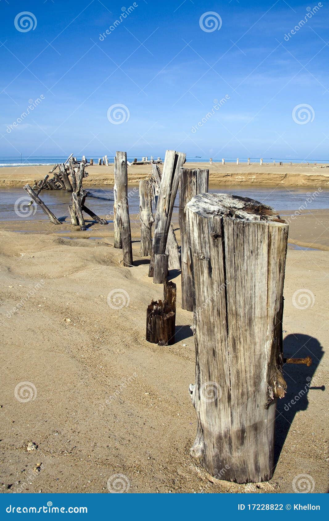 Posts on a tropical beach stock photo. Image of coastal - 17228822