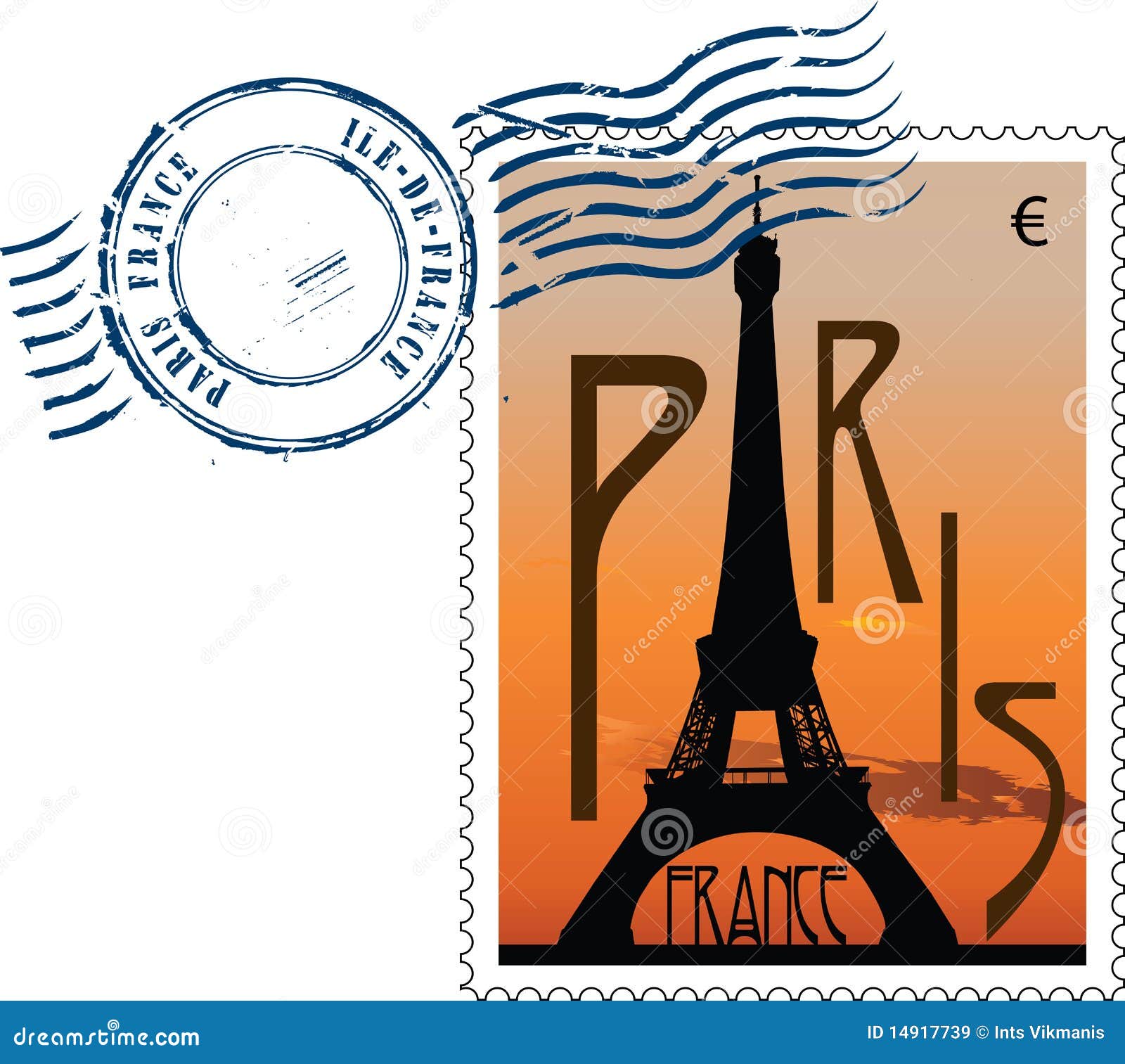 Poststempel von Frankreich vektor abbildung. Illustration von ernstlich ...