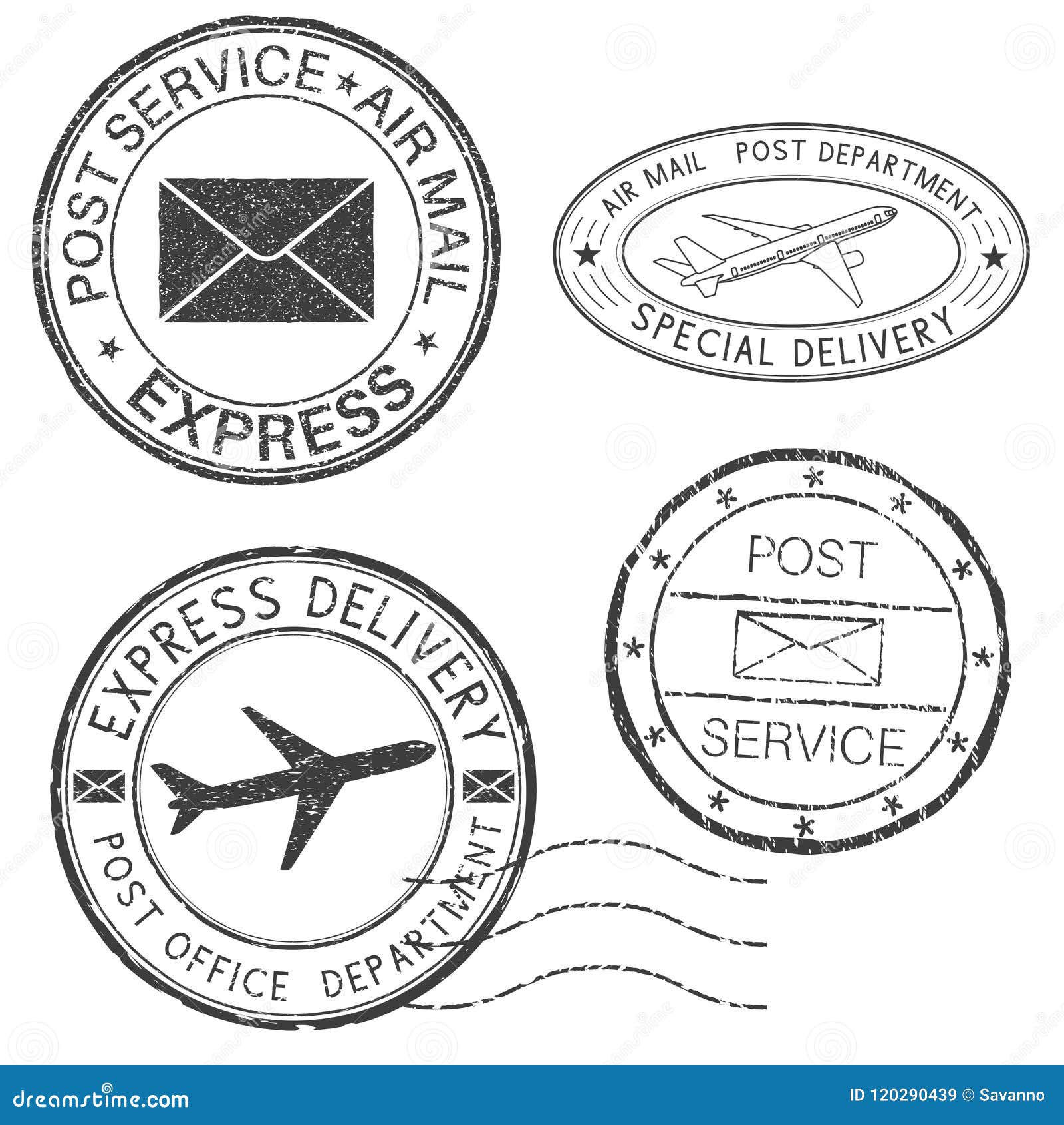 Poststempels Zwarte Inkt Om Postzegels Vector Illustratie ...