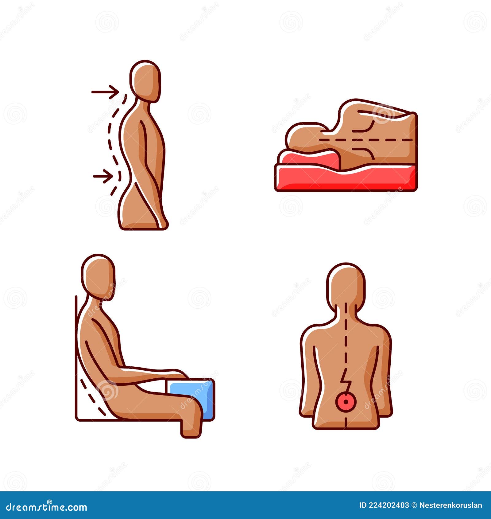 Lumbar Lordosis Rgb Color Icon Vector Illustration