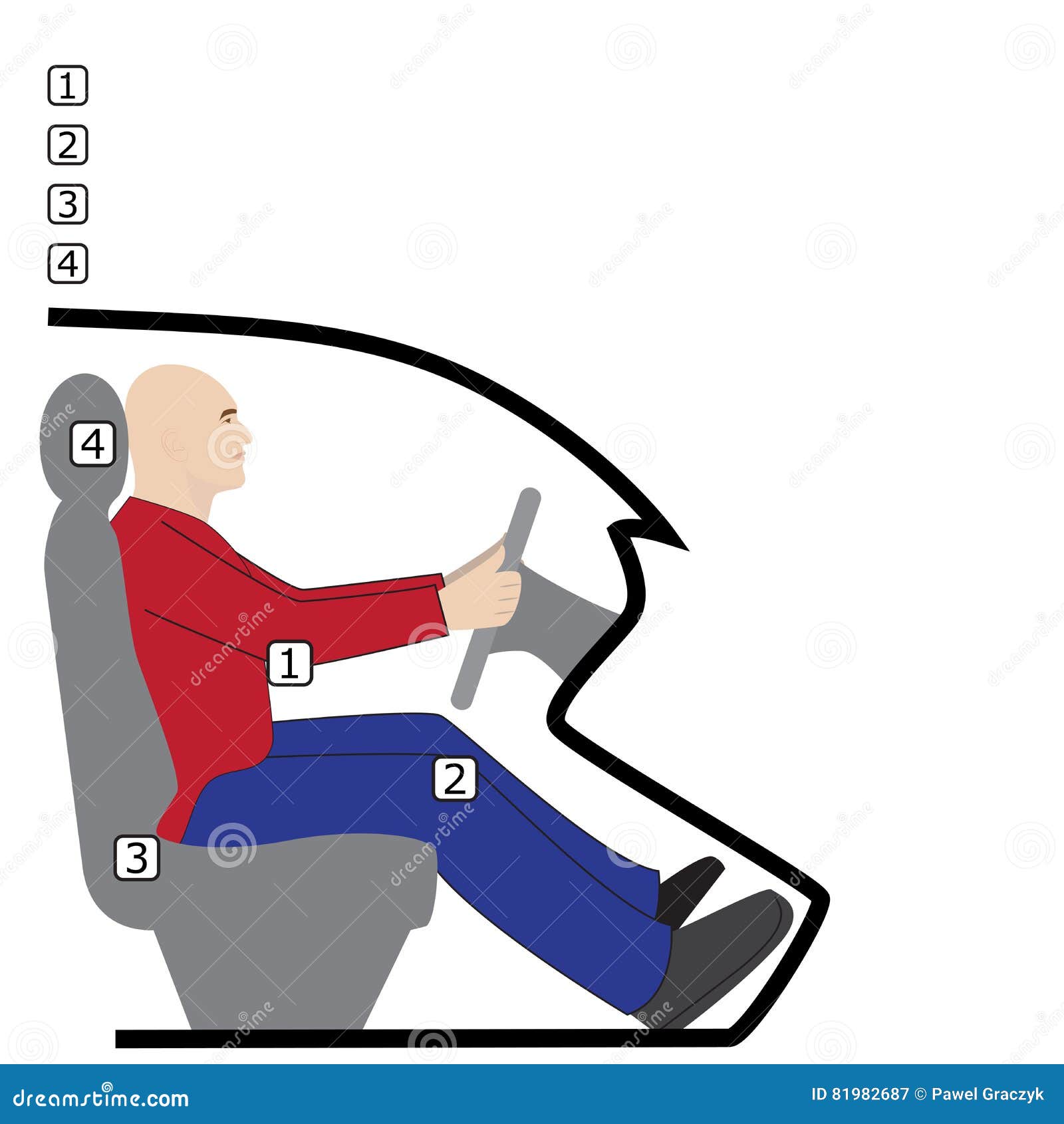 Posture behind the wheel stock vector. Illustration of seat - 81982687
