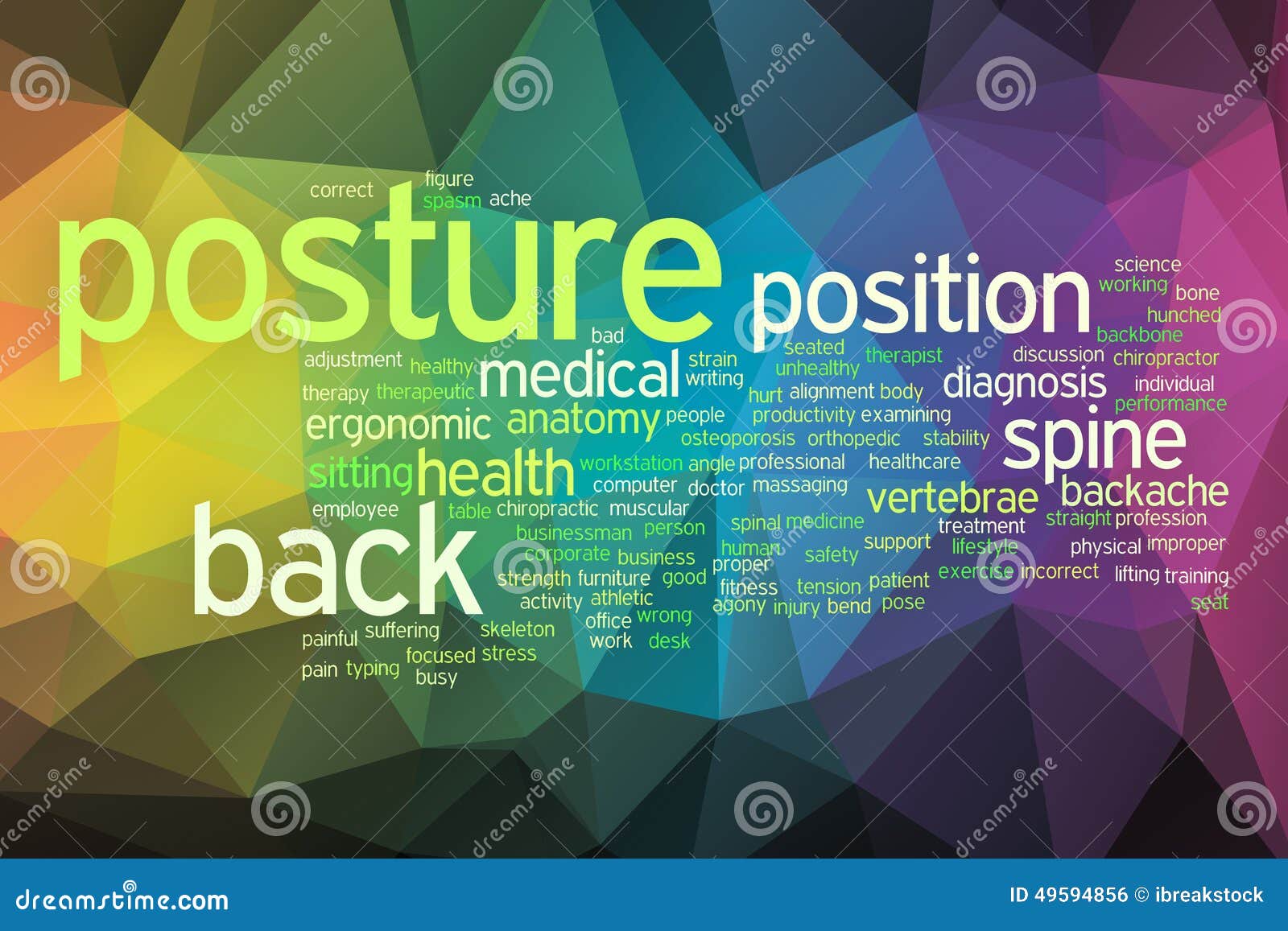 Posture Concept Word Cloud on a Low Poly Background Stock Illustration ...