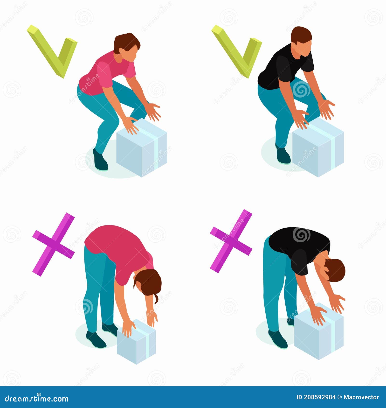 Posture Lifting Isometric Concept Stock Vector - Illustration of good ...