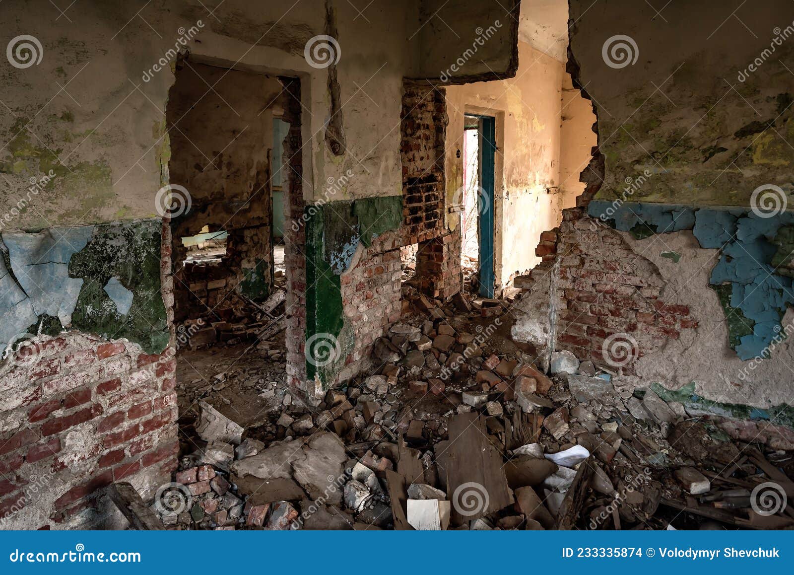 Postwar ruins of house stock photo. Image of abandoned - 233335874