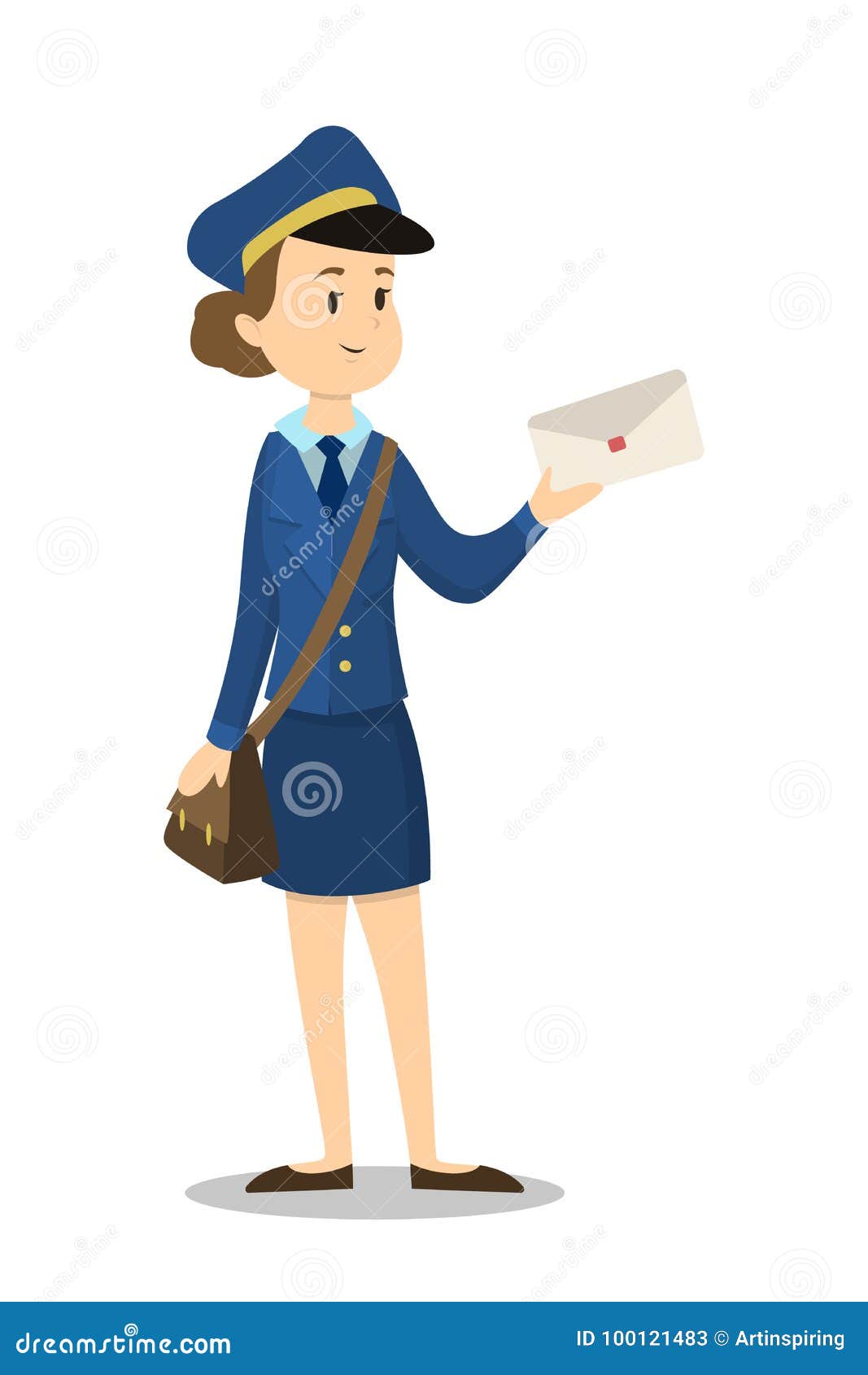 Postwoman with envelope. stock vector. Illustration of girl - 100121483