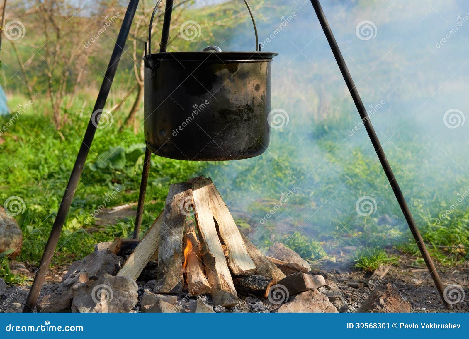 Pot boiling on the fire stock image. Image of firewood - 39568301