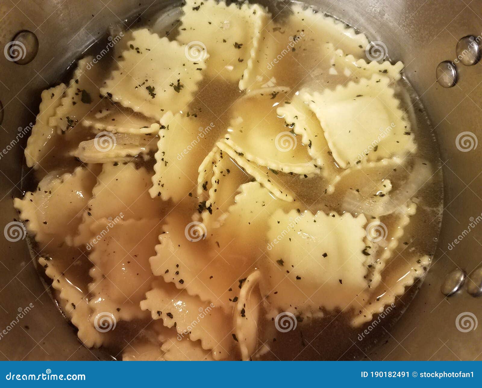 Pot of Boiling Water with Ravioli Pasta Stock Image - Image of pasta ...
