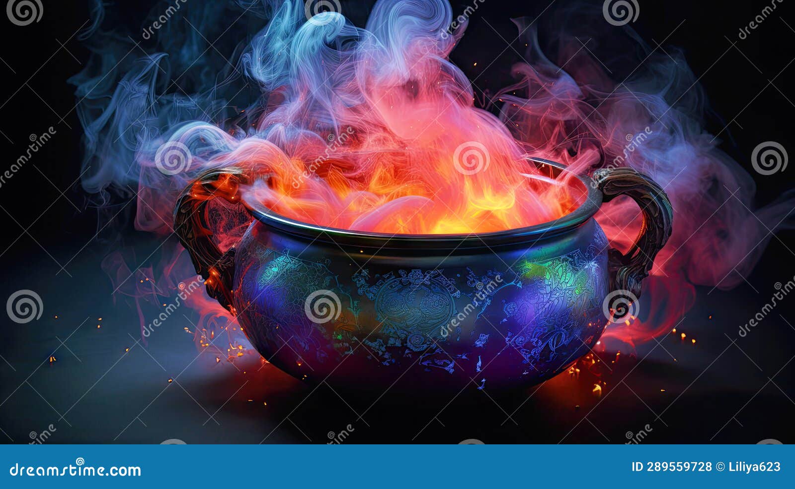 Pot of Boiling Witchcraft Potion Stock Illustration - Illustration of ...