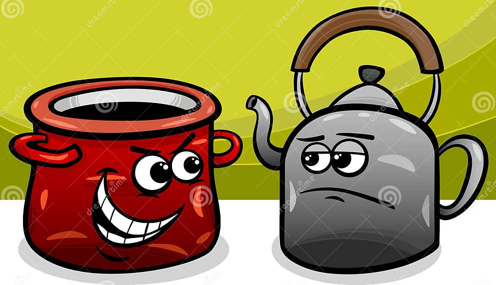 Pot Calling the Kettle Black Cartoon Stock Vector - Illustration of ...