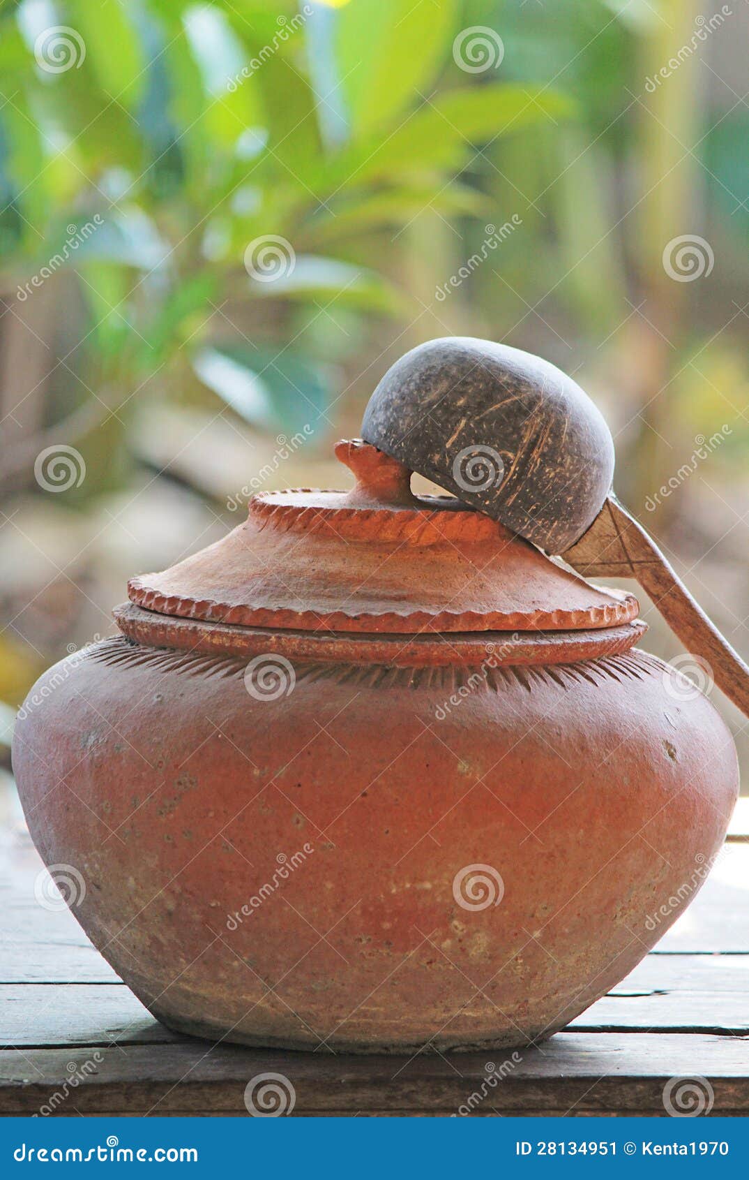 Pot and Coconut shell stock image. Image of shell, utensil - 28134951