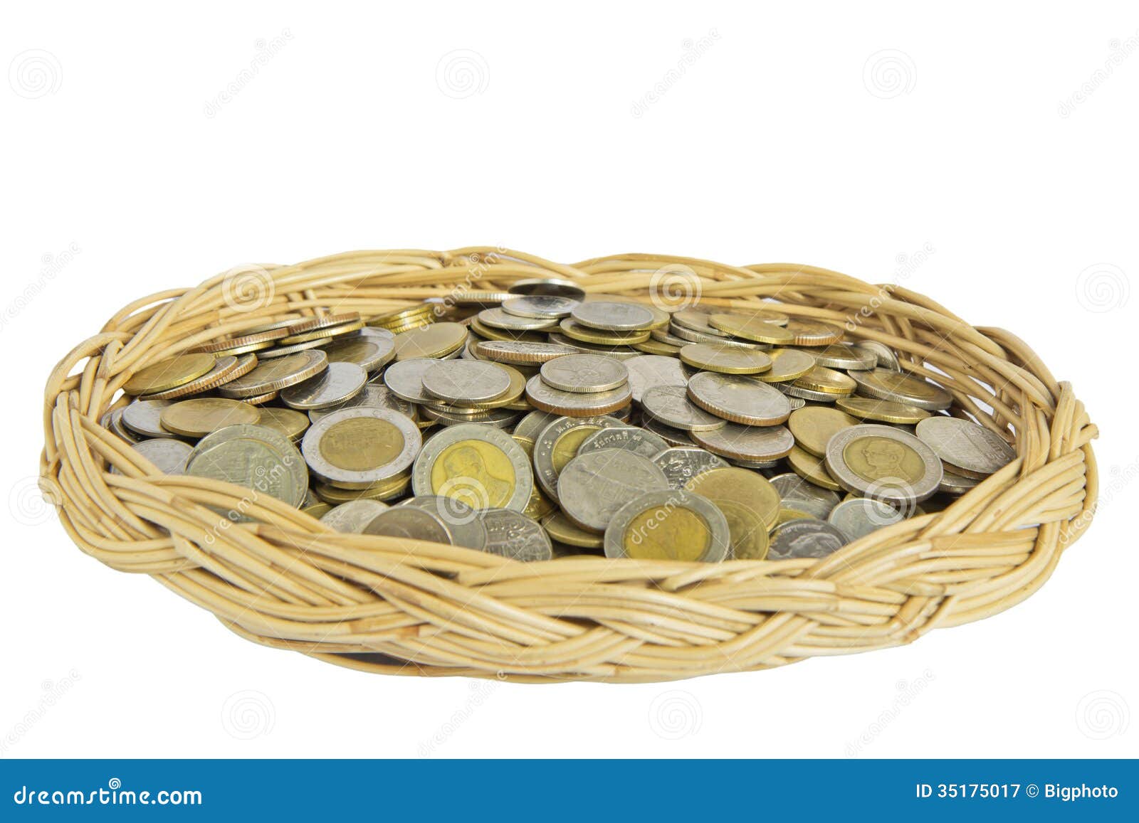 Pot of Coins Isolated on White Stock Image - Image of coin, money: 35175017