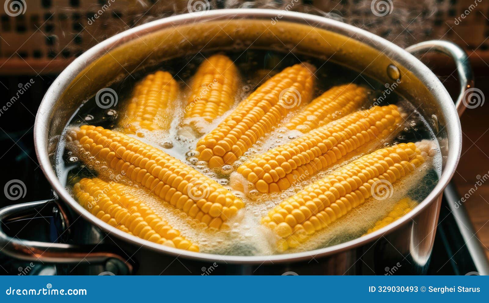 A Pot of Corn Being Boiled in a Pan on the Stove, AI Stock Image ...