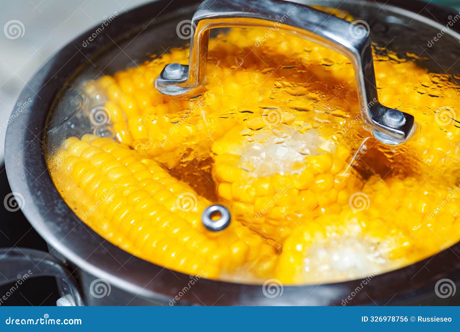 Pot of Corn is Boiling on a Stove Stock Photo - Image of grain, detail ...