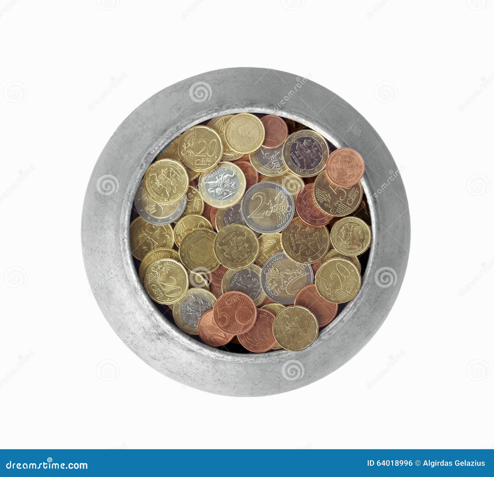 Pot with euro coins stock photo. Image of full, ideas - 64018996