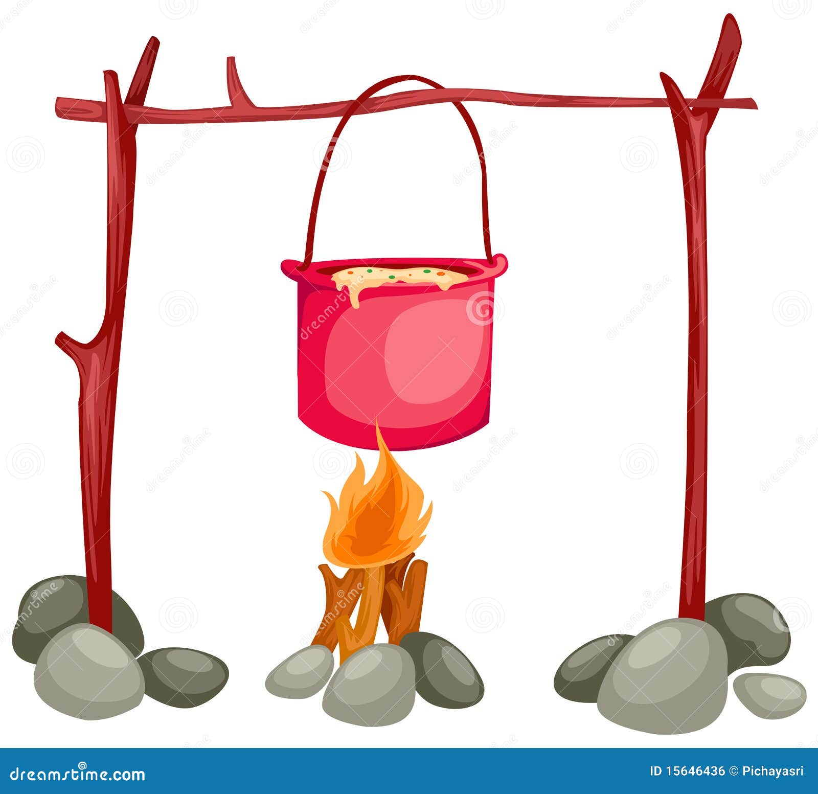 Pot on the fire stock vector. Illustration of firewood - 15646436