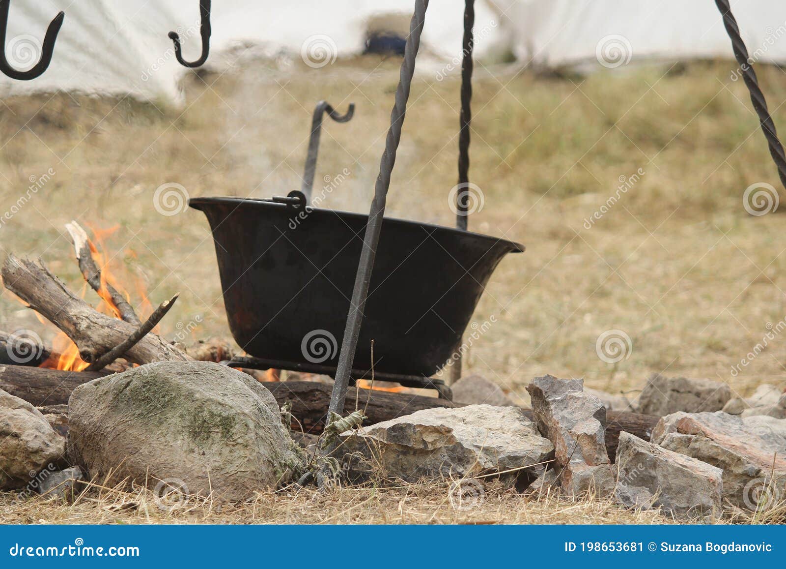 A pot on the fire stock image. Image of broth, stones - 198653681