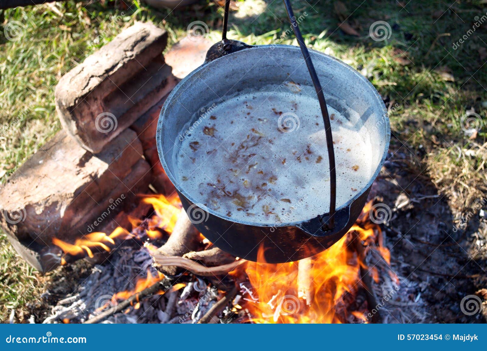Pot on the fire stock photo. Image of wood, dark, firewood - 57023454