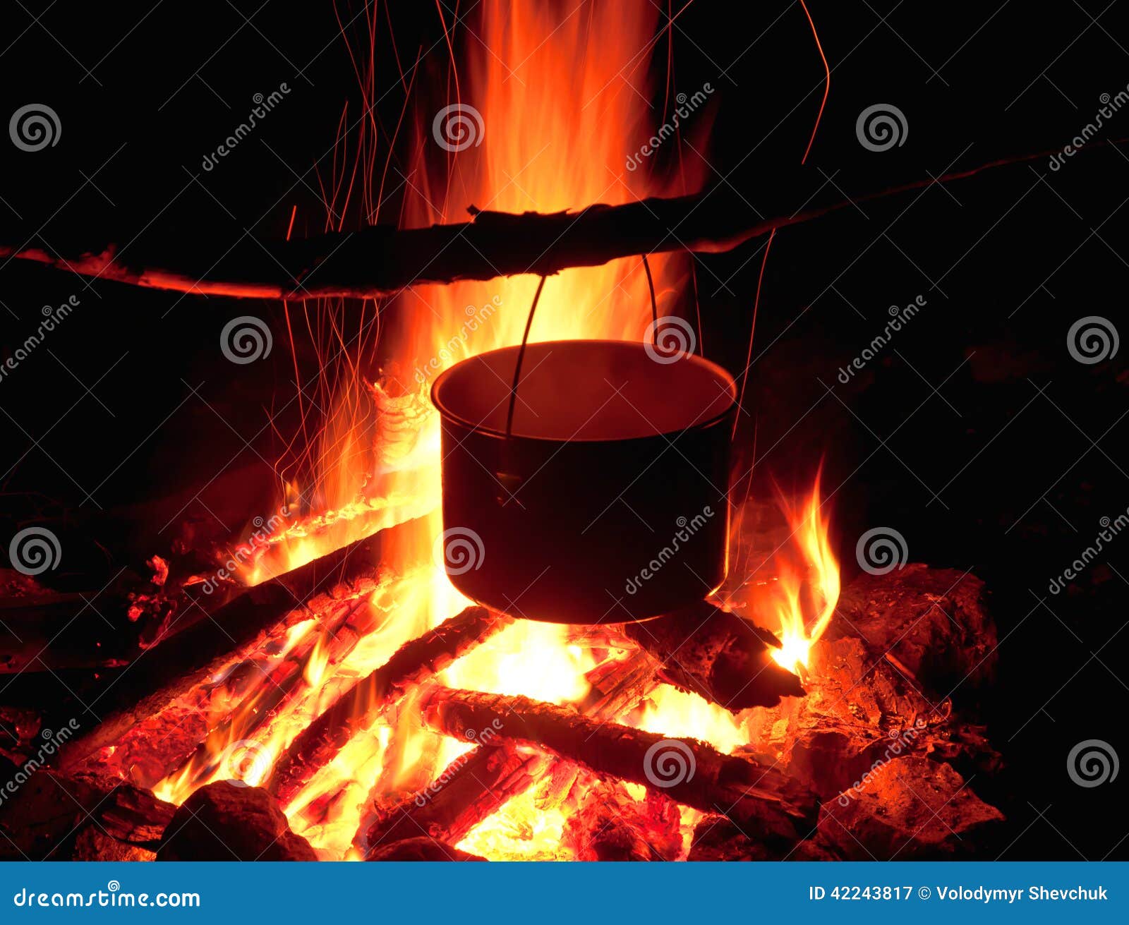 A pot on fire stock image. Image of healthy, night, firewood - 42243817