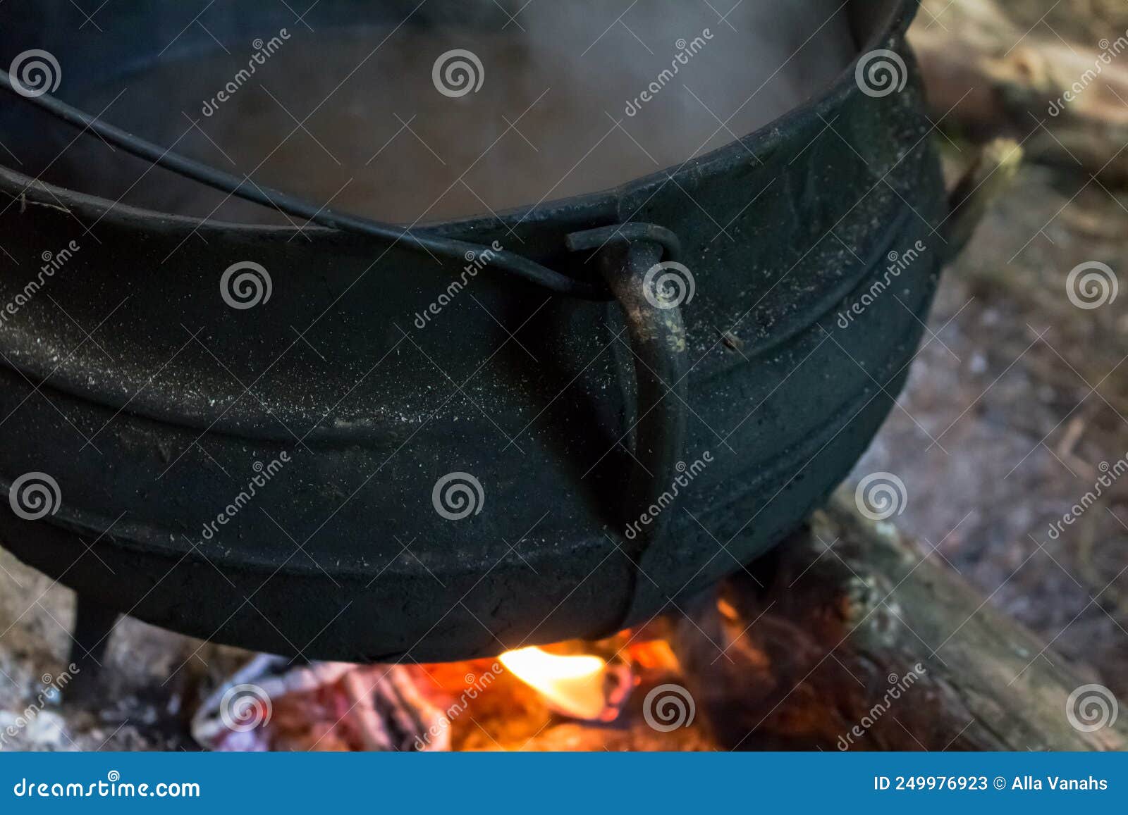 Pot on the fire stock image. Image of kettle, outdoor - 249976923