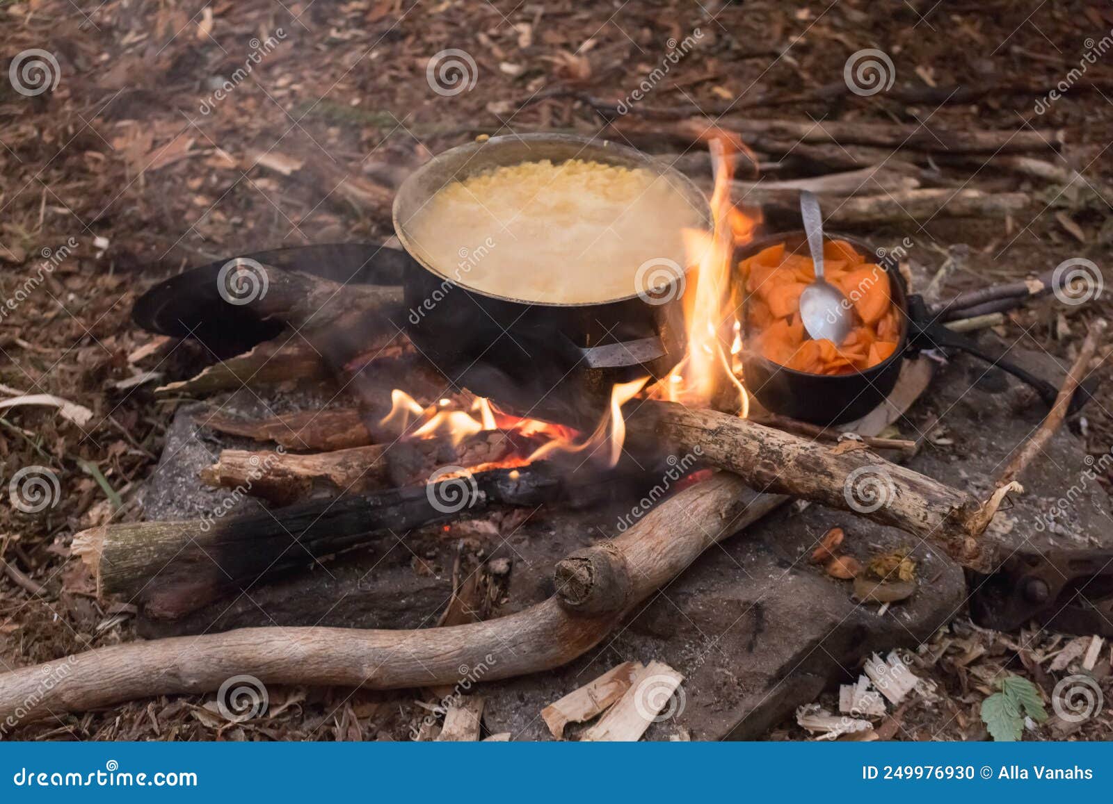 Pot on the fire stock photo. Image of fire, firewood - 249976930