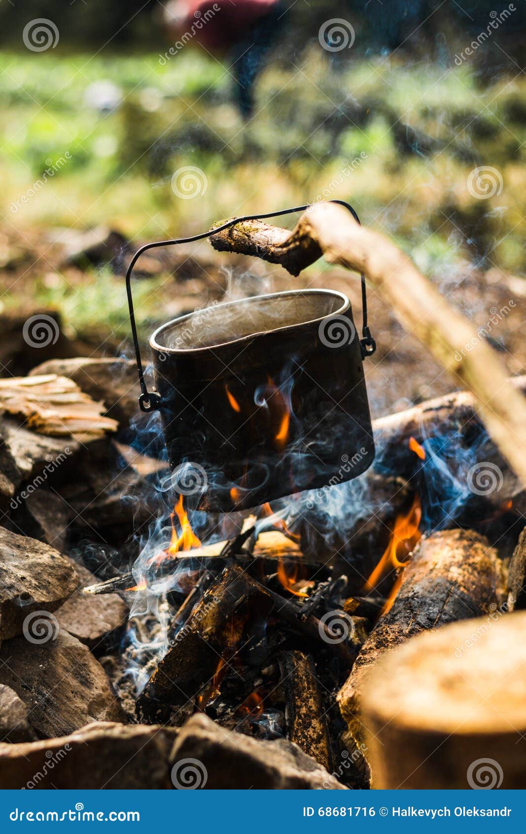 Pot on the fire stock photo. Image of stone, adventure - 68681716
