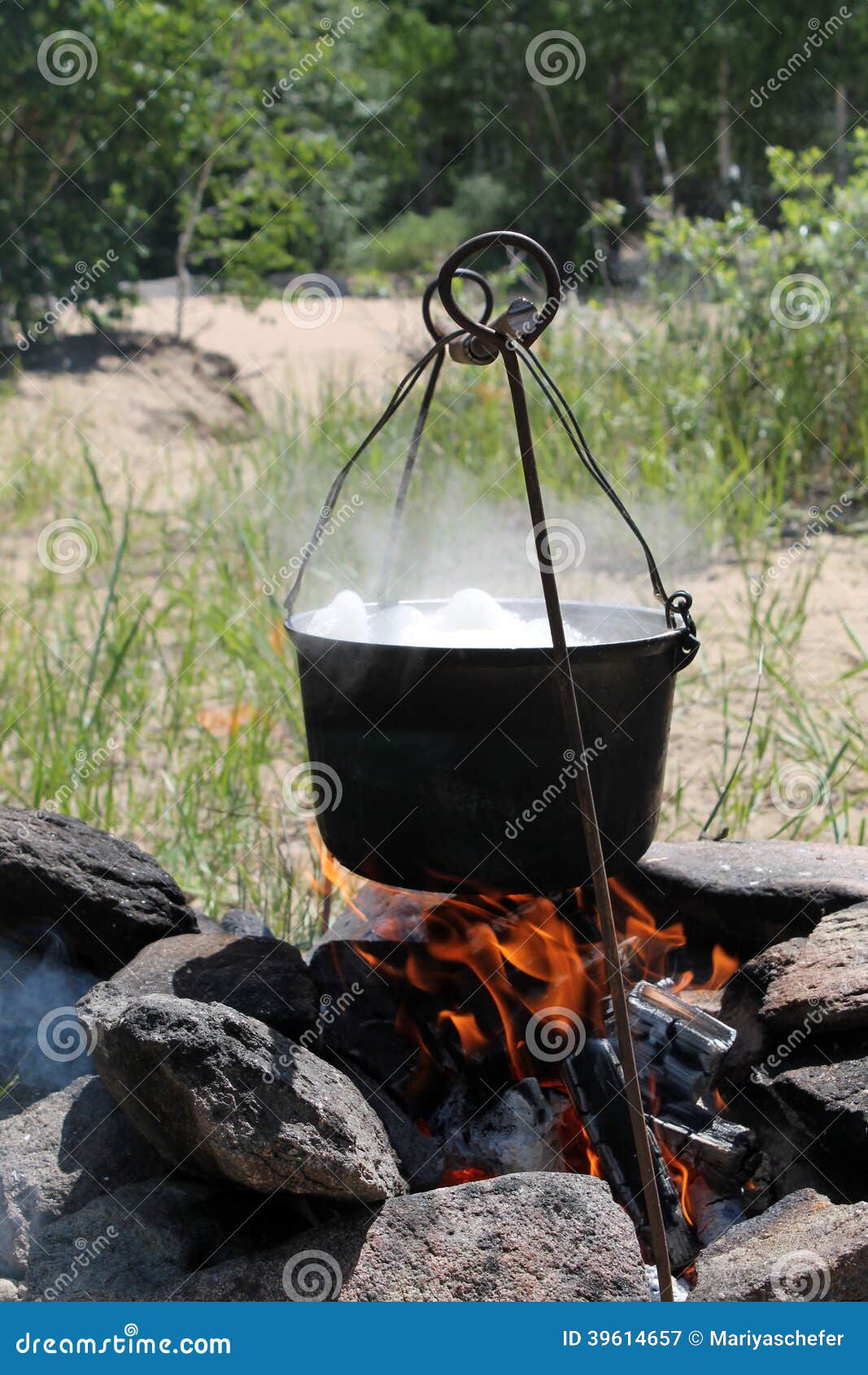 The pot on a fire stock image. Image of romance, fire - 39614657