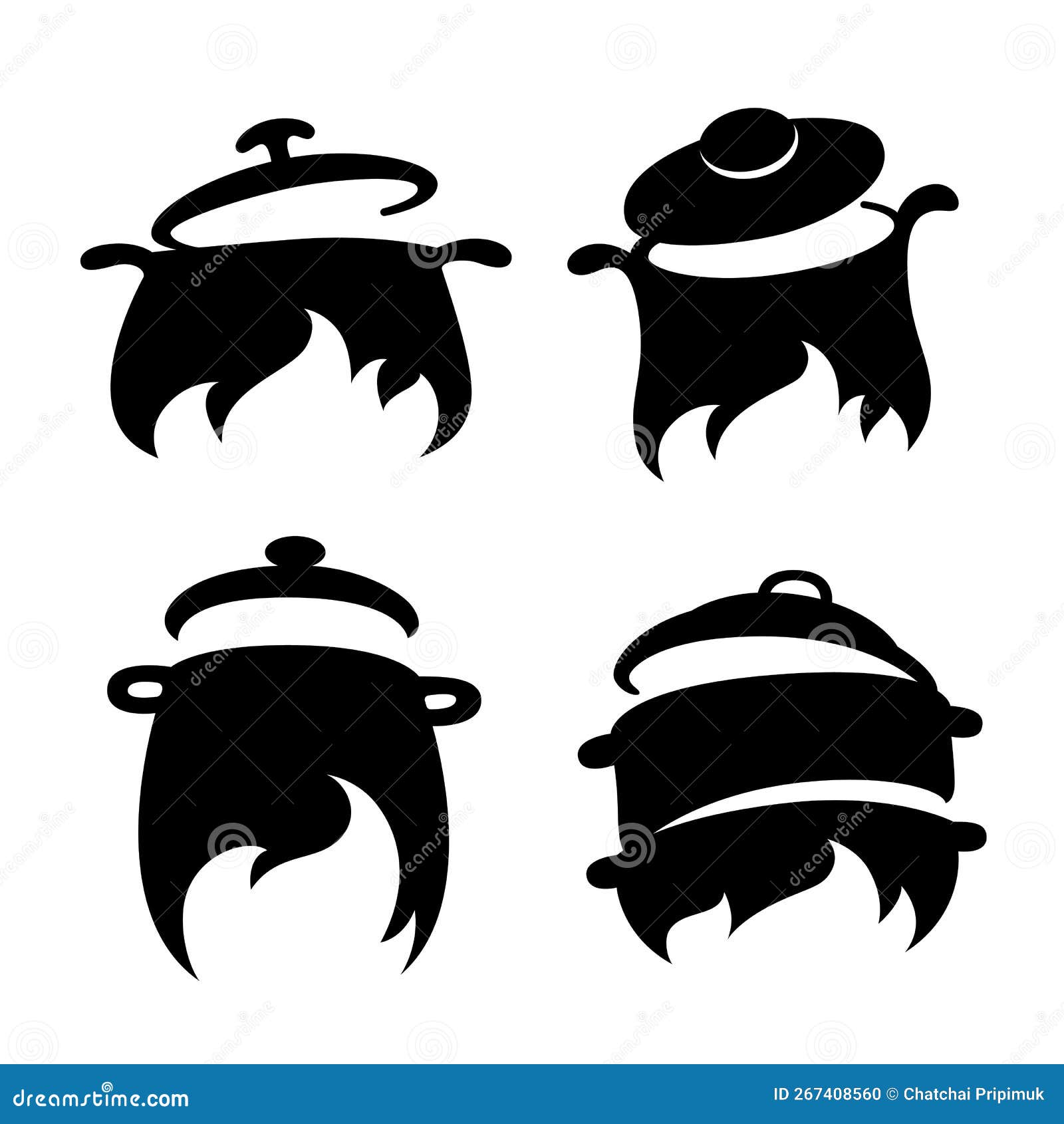 Pot on fire icon stock vector. Illustration of isolate - 267408560