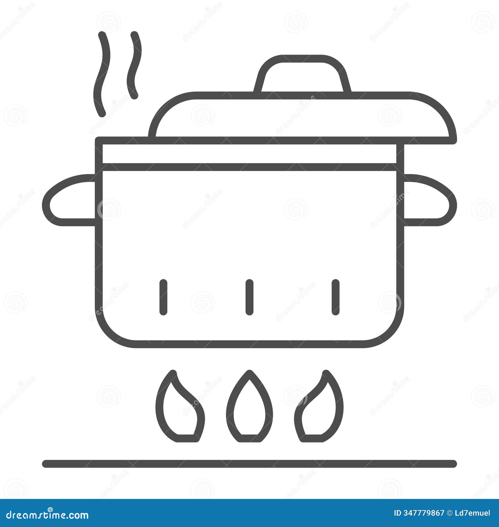 Pot on Fire Thin Line Icon, Cooking Concept. Vector Graphics Stock ...