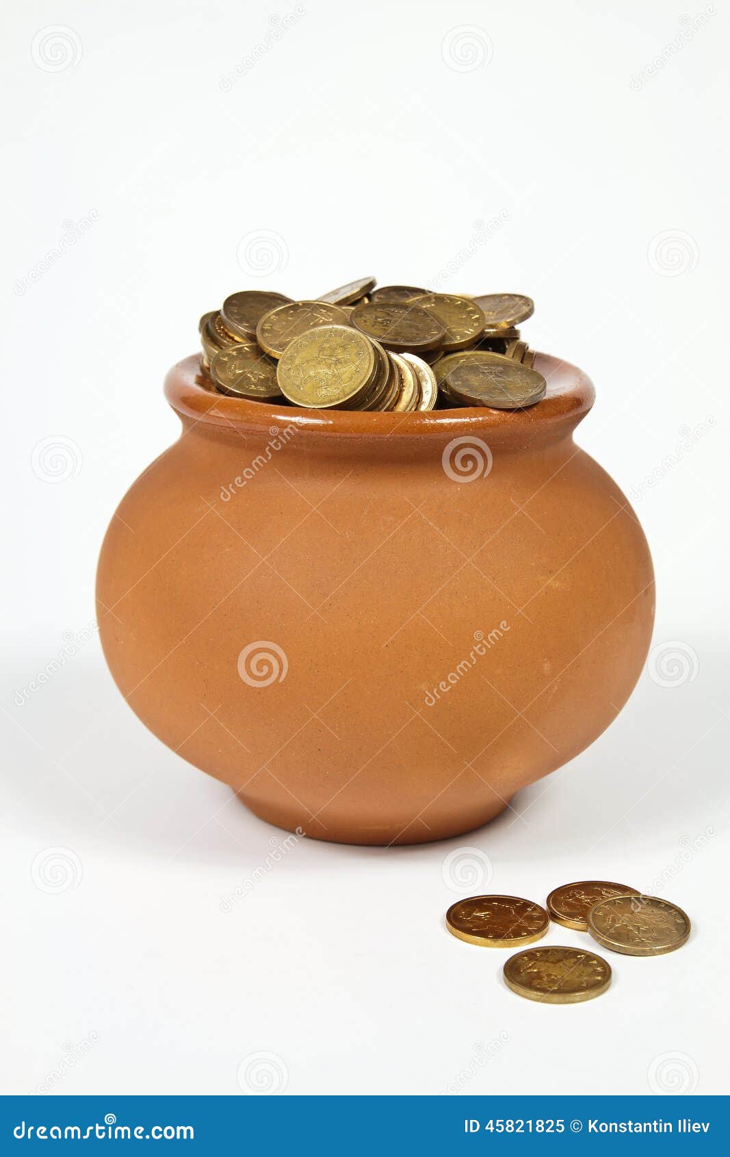 Pot full of gold coins stock image. Image of growth, background - 45821825