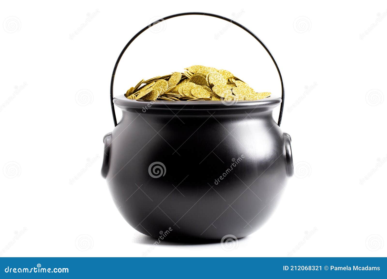 A Pot Full of Gold Isolated on a White Background Stock Image - Image ...