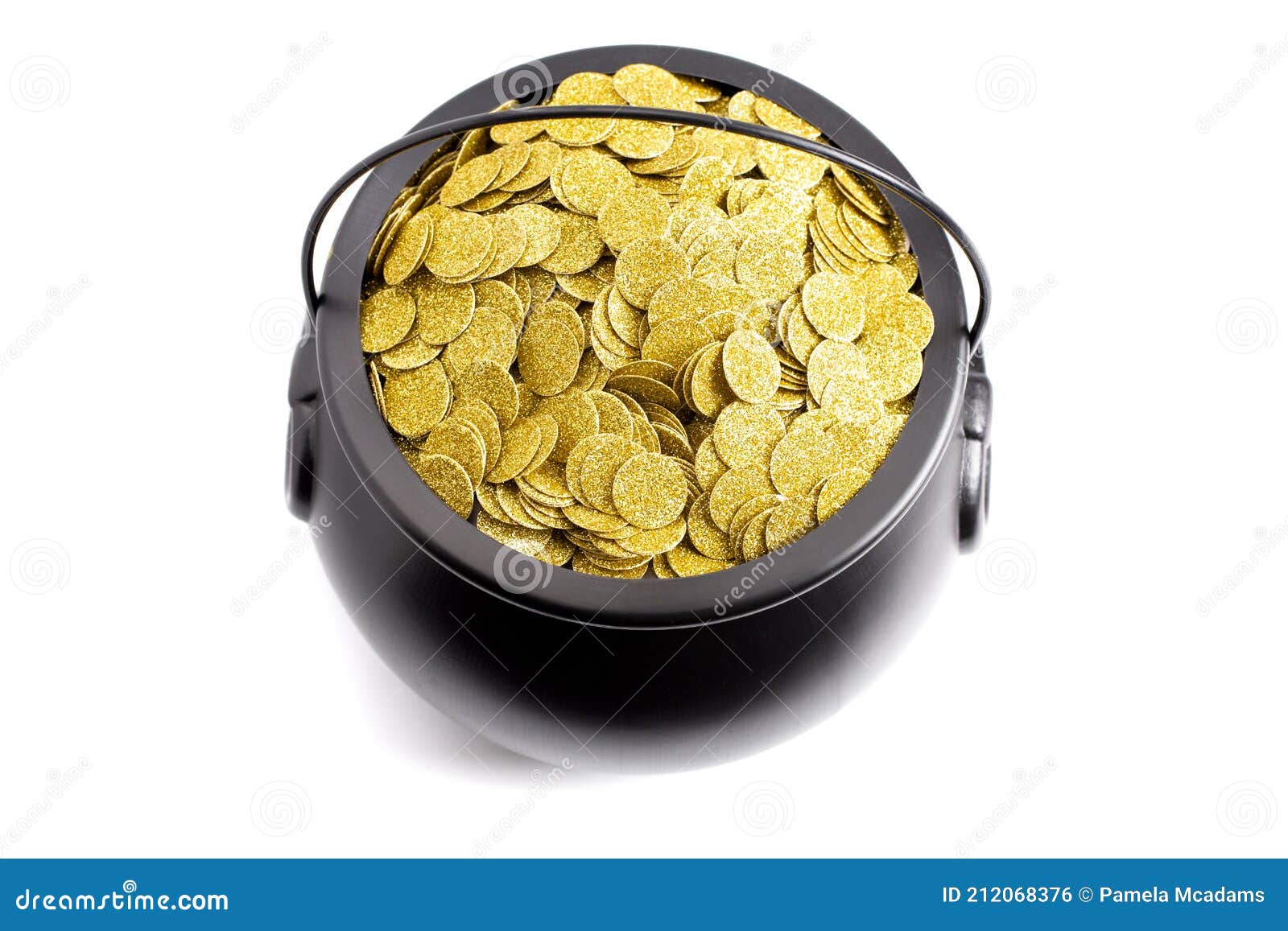 A Pot Full of Gold Isolated on a White Background Stock Photo - Image ...