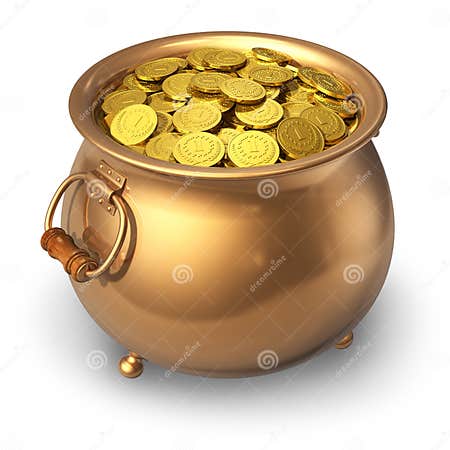 Pot of gold coins stock illustration. Illustration of bank - 20714244