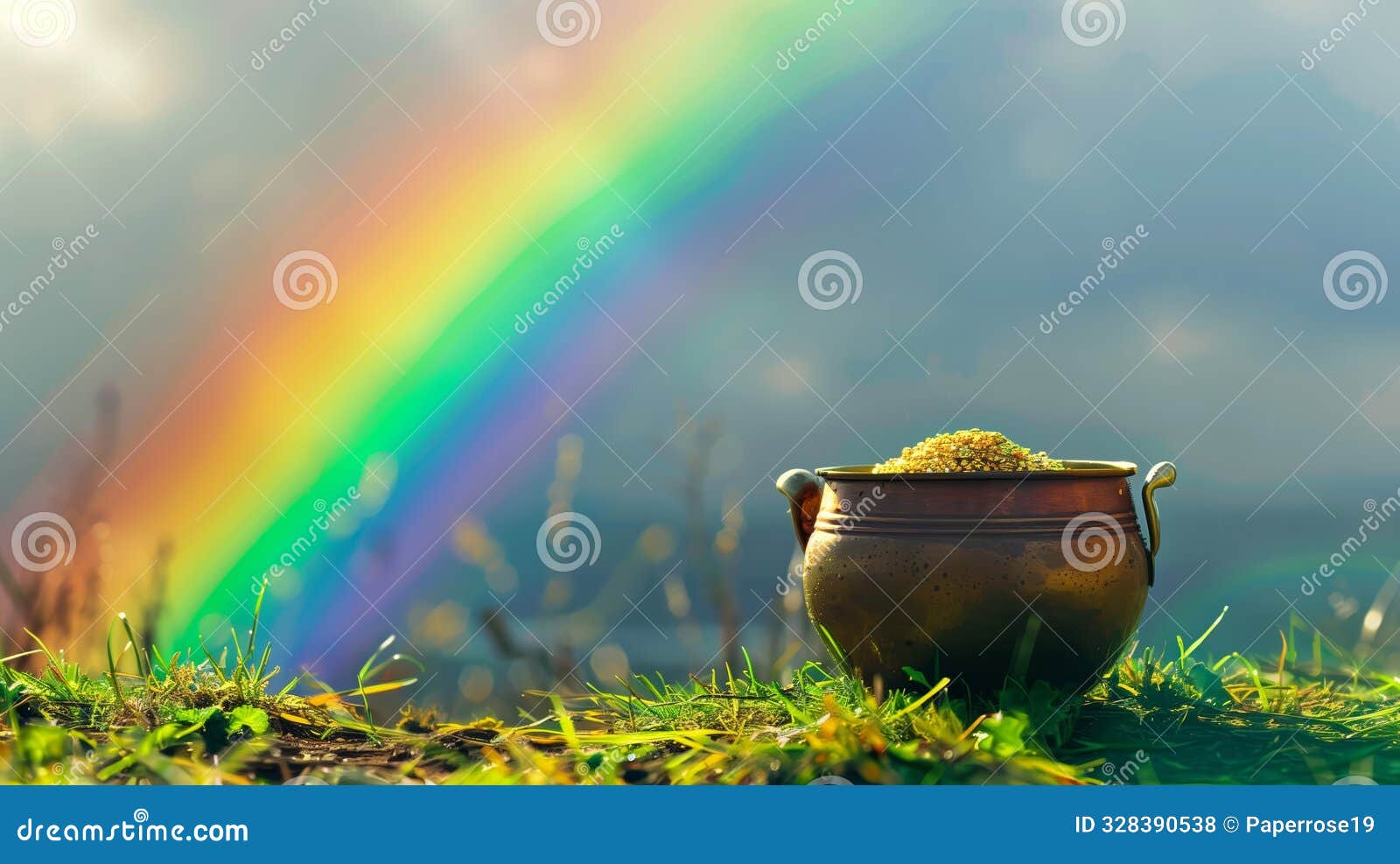 A Pot of Gold at the End of a Rainbow Stock Photo - Image of nature ...