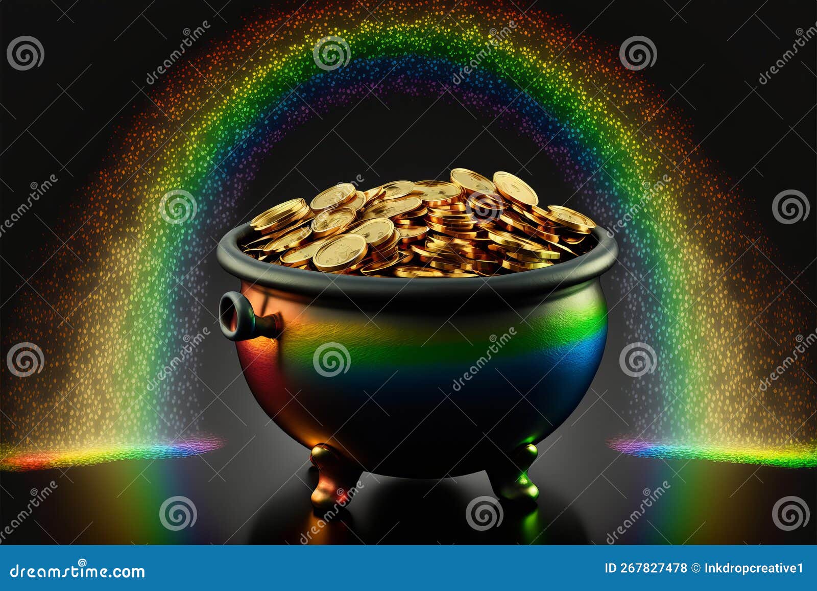A Pot of Gold at the End of a Rainbow. Generative Ai Stock Illustration ...