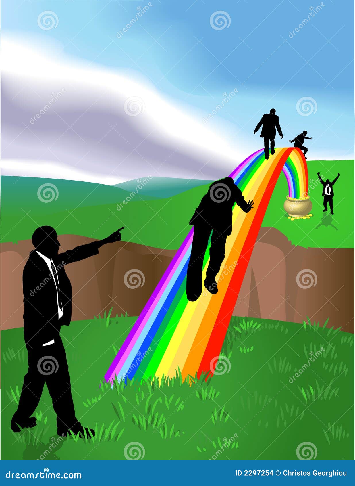 Pot Of Gold Rainbow Vector Illustration | CartoonDealer.com #2297254