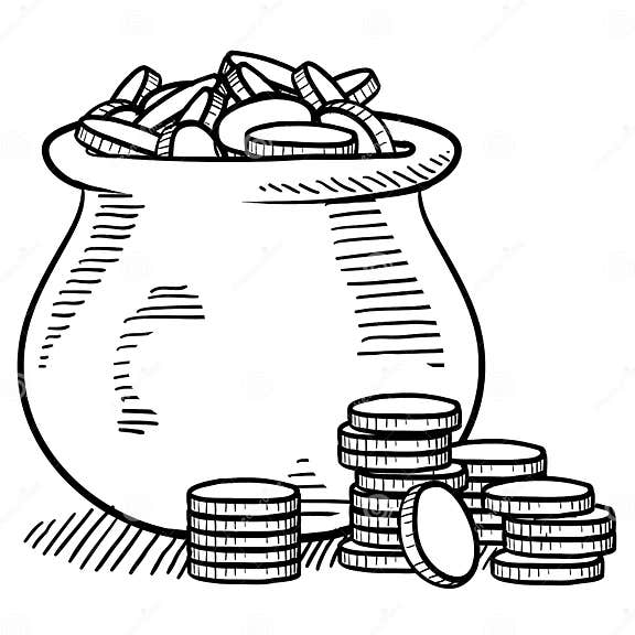 Pot of gold sketch stock illustration. Illustration of purchase - 22888198