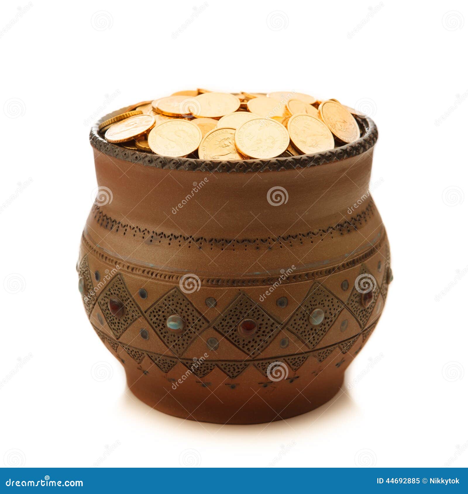 Pot with golden coins stock image. Image of cash, irish - 44692885